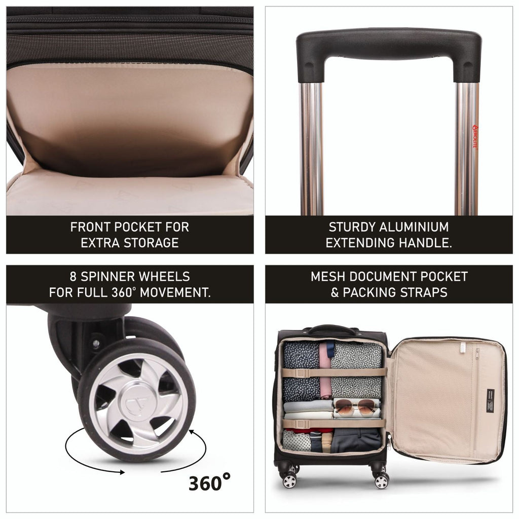 Aerolite Expandable 55x40x20cm to 55x40x23cm 4-Wheel Cabin Suitcase ...