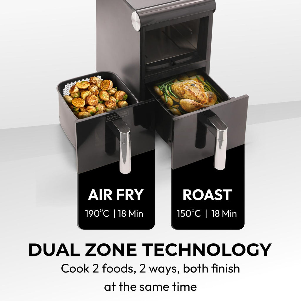 Olsen & Smith Double Stack 2-Drawer Dual Zone 11L Digital Air Fryer ...