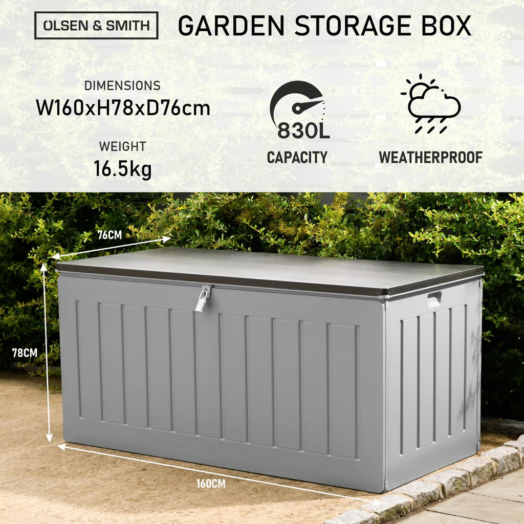Olsen & Smith 680L/830L MASSIVE Capacity Outdoor Garden Storage Box Pl ...