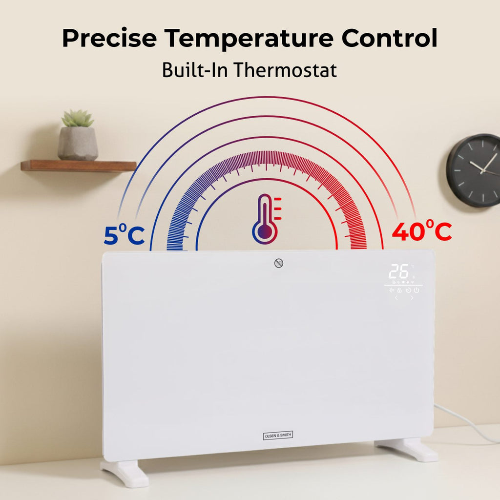 Olsen & Smith 2.5kW Smart Glass Panel Heater with WiFi App – Packed ...