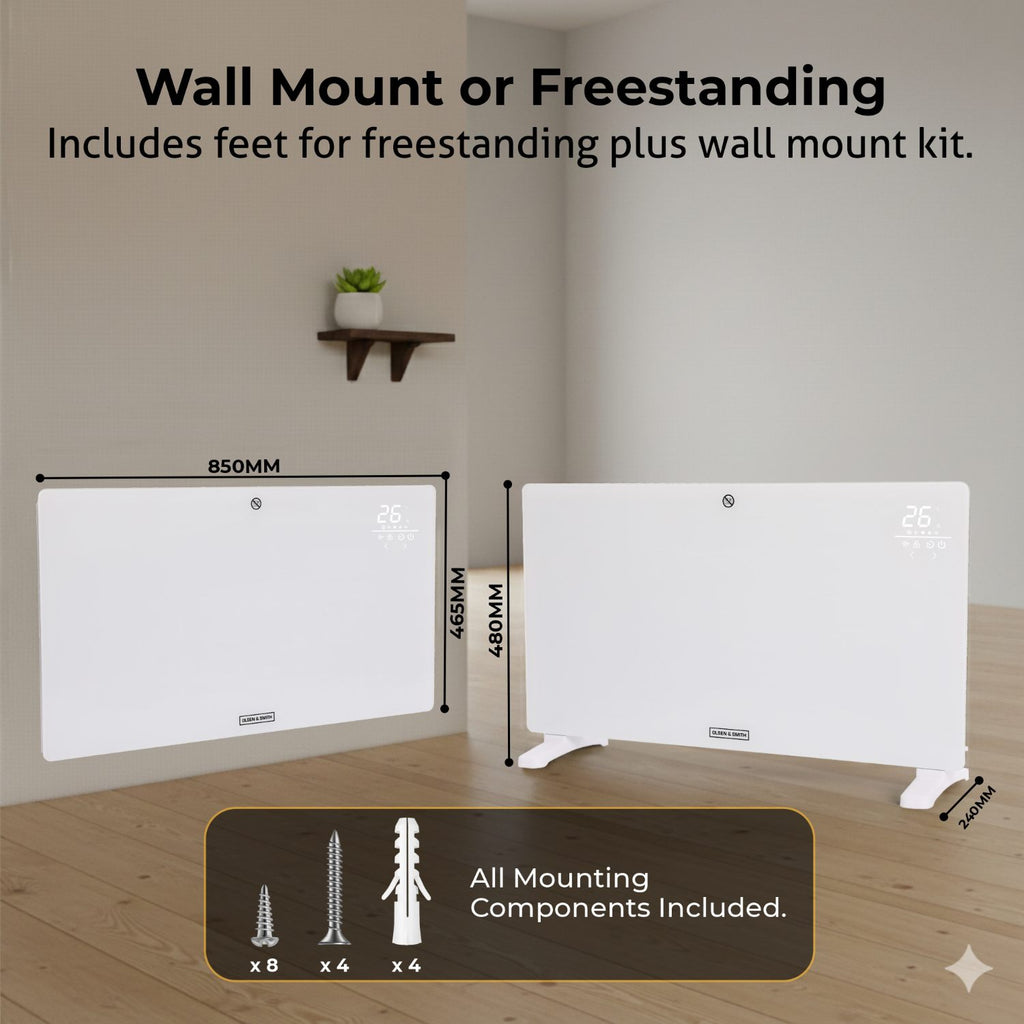Olsen & Smith 2.5kW Smart Glass Panel Heater with WiFi App – Packed ...
