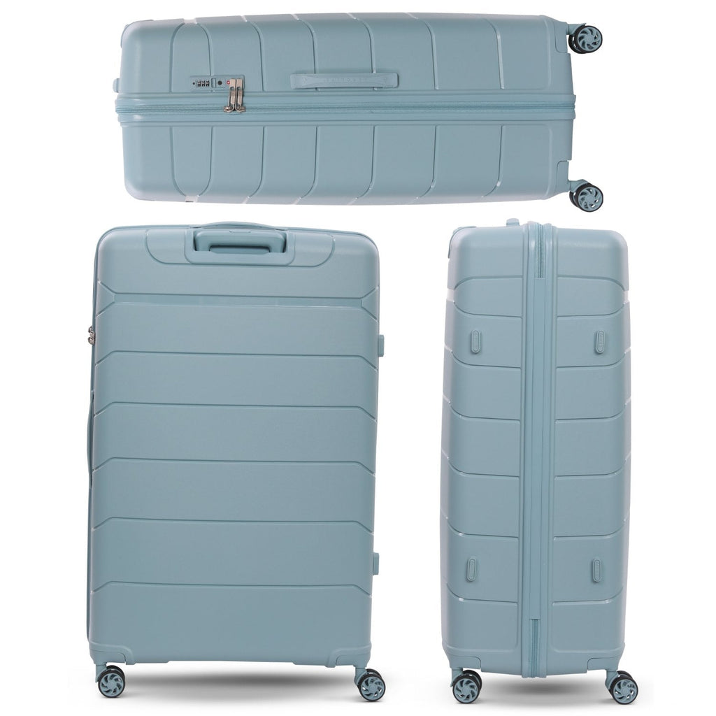 Aerolite Premium PP 4 Piece Hard Shell 4 Dual Wheel Spinner Travel Lug ...