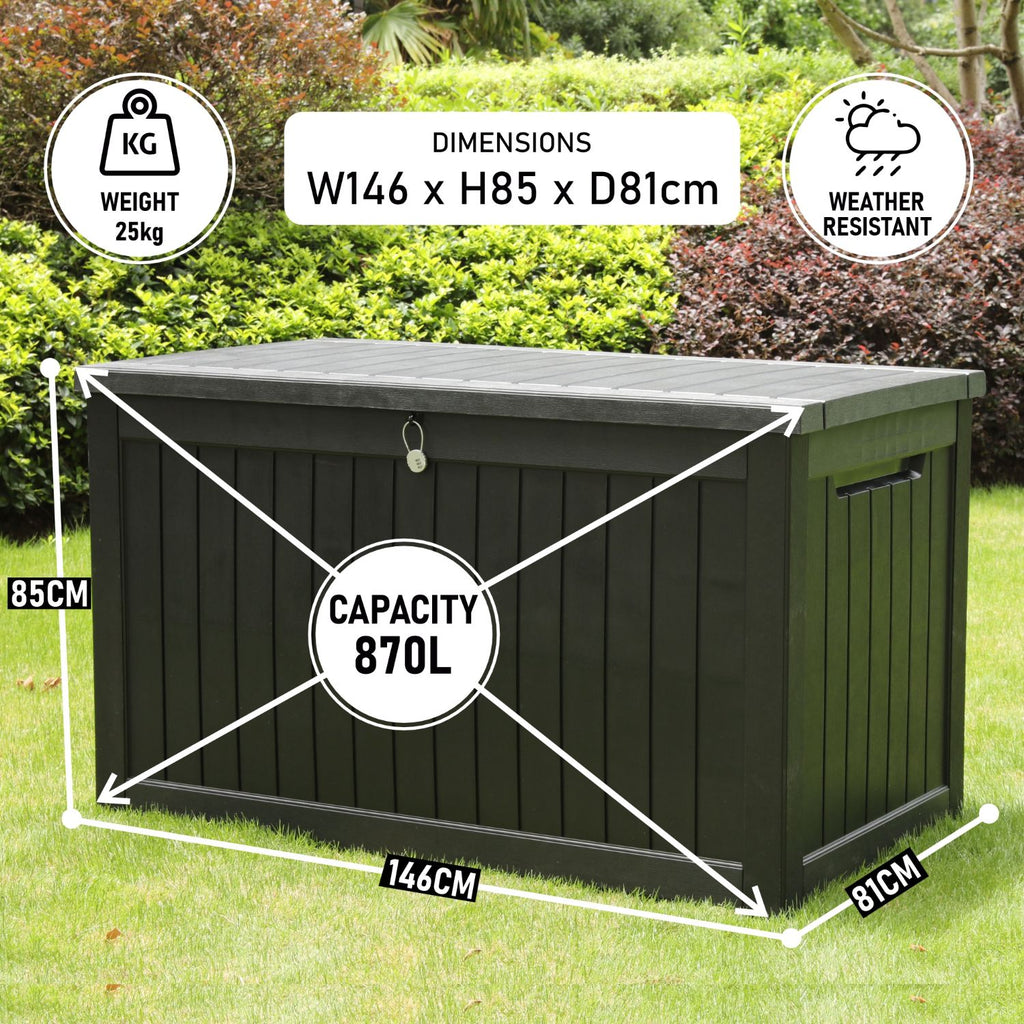 Olsen & Smith 870L Extra Large Outdoor Garden Storage Box – Heavy-Duty ...
