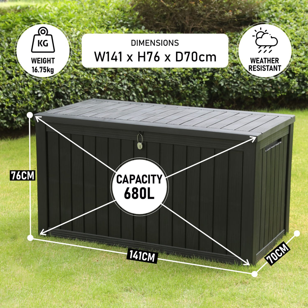 Olsen & Smith 680L Large Outdoor Garden Storage Box – Weather-Resistan ...