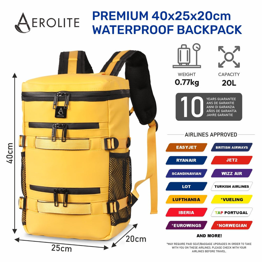 Aerolite Waterproof Backpack – Ryanair & Wizz Air Free Underseat Size ...