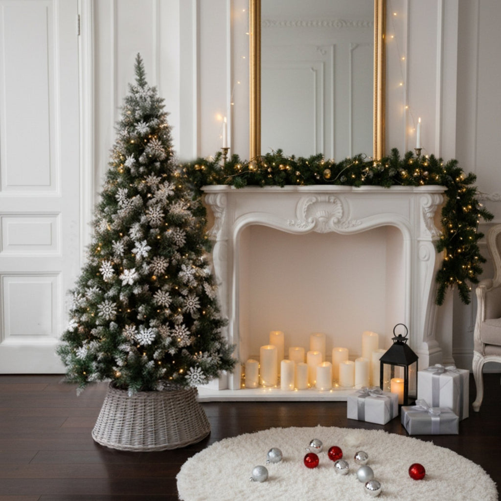 Olsen & Smith 6ft Snowy Pre Lit Christmas Tree with 300 LEDs – Packed ...