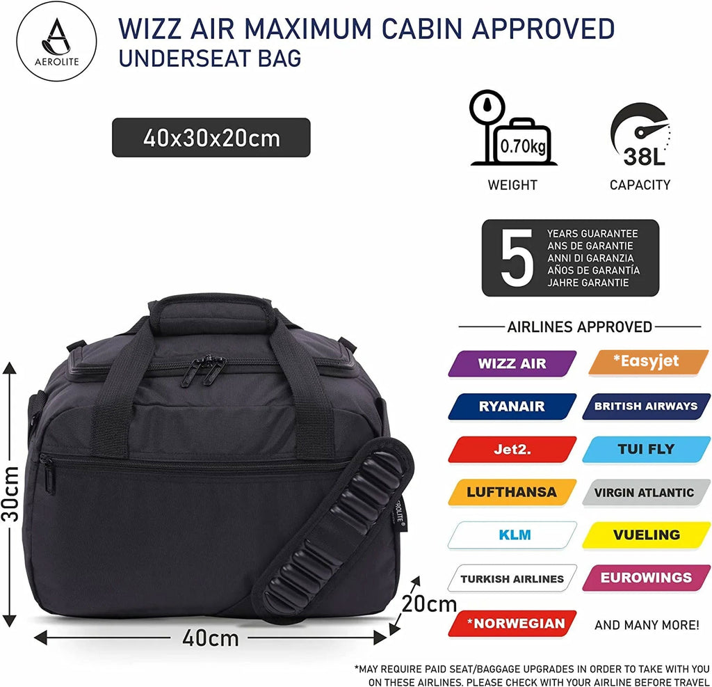 Aerolite 40x30x20cm Ryanair & Wizz Air Maximum Size Eco-Friendly ♻️ Ca ...