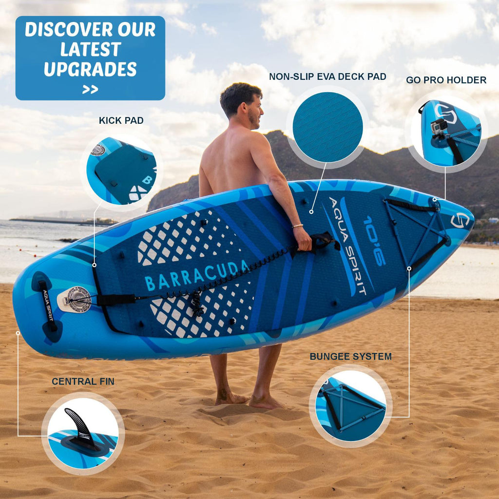 Aqua Spirit Barracuda iSUP Inflatable Stand Up Paddle Board, 10'6x32”x ...