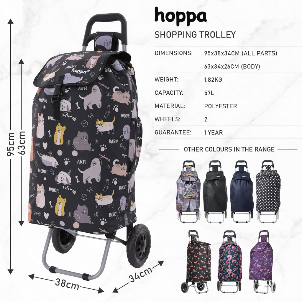 Hoppa 57Ltr Lightweight Shopping Trolley 2024 model, Hard Wearing & Fo ...