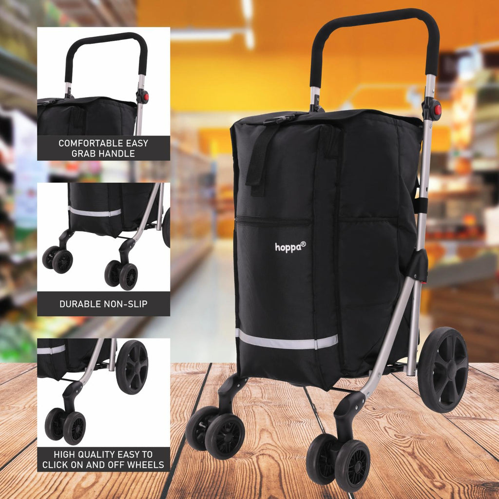 Hoppa 74L Expandable Lightweight Shopping Trolley 2024 model, Hard Wea ...