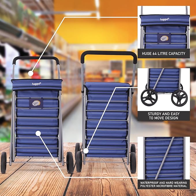 Hoppa Lightweight 4-Wheel Premium 2025 Model Folding Shopping Trolley ...