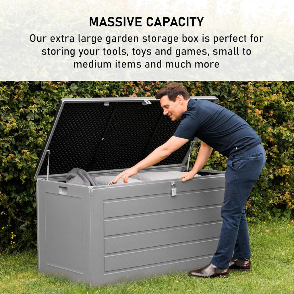 Olsen & Smith 680L MASSIVE Capacity Outdoor Garden Storage Box Plastic – Packed Direct UK
