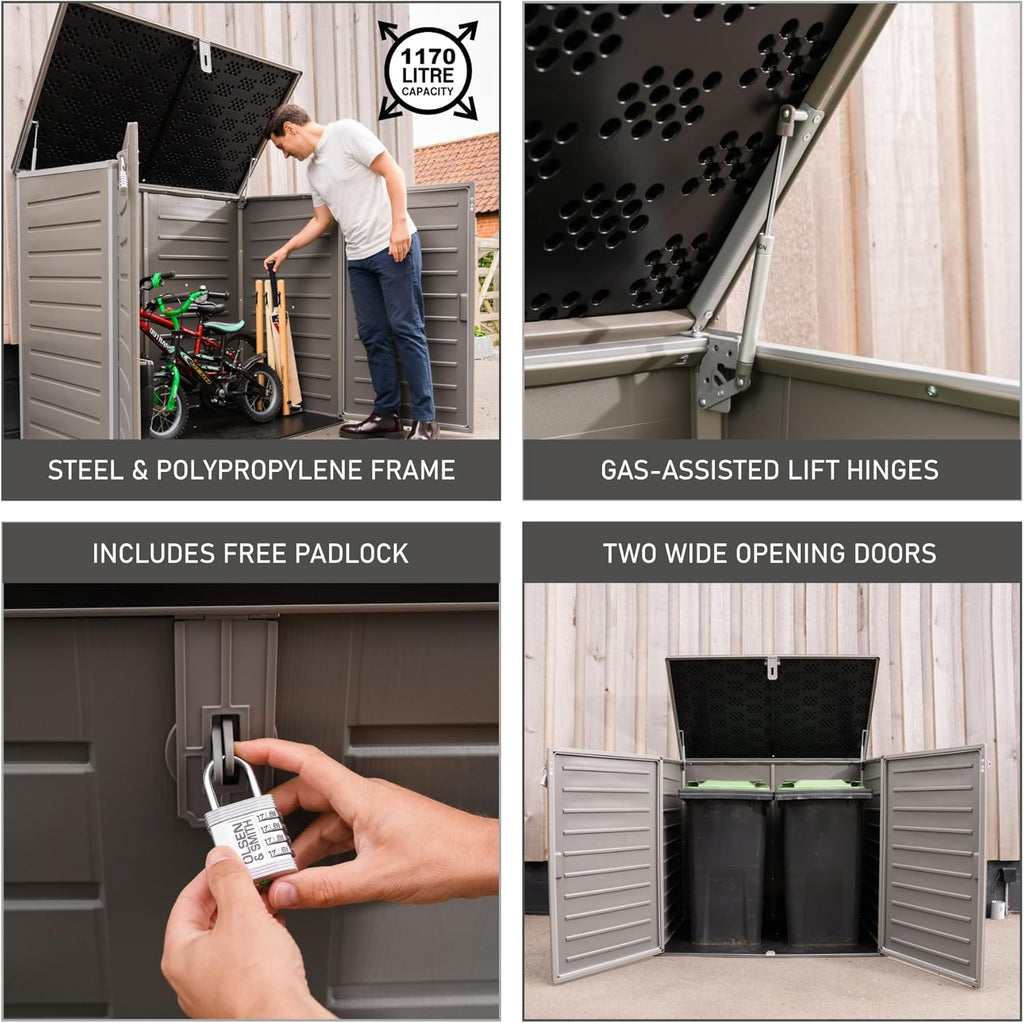 Olsen & Smith MASSIVE Capacity 1170L Outdoor Garden Storage Box Plasti ...