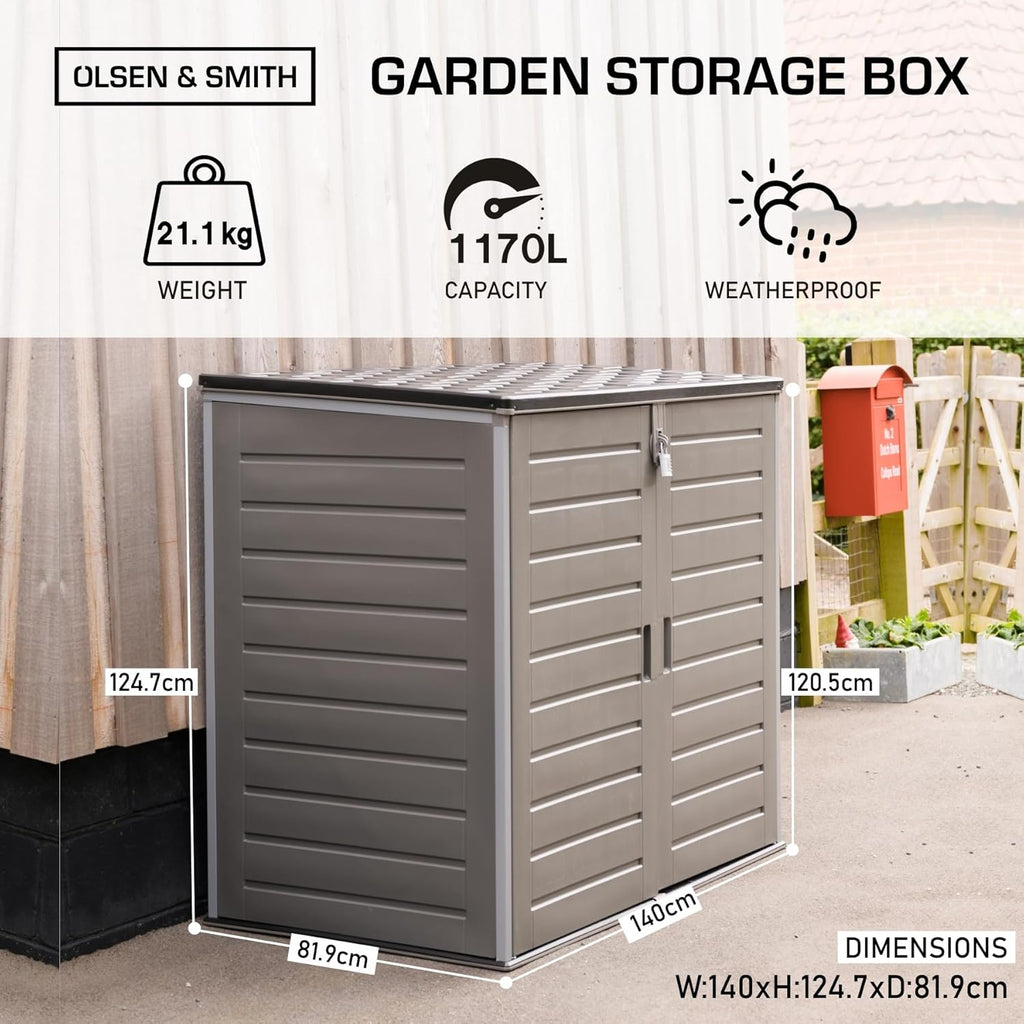 Olsen & Smith 1170L Extra Large Outdoor Garden Storage Box, Weatherpro ...