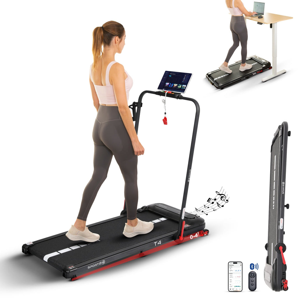 Sports24 Foldable 4-in-1 Walking Pad Treadmill with Incline, 1-12km/h ...